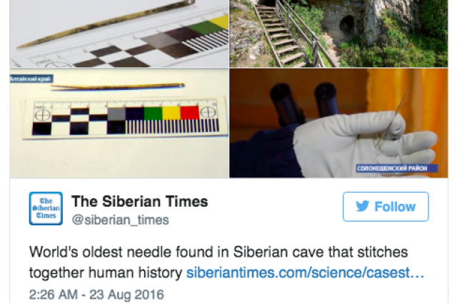The World’s Oldest Sewing Needle Was Discovered in a Siberian Cave ...